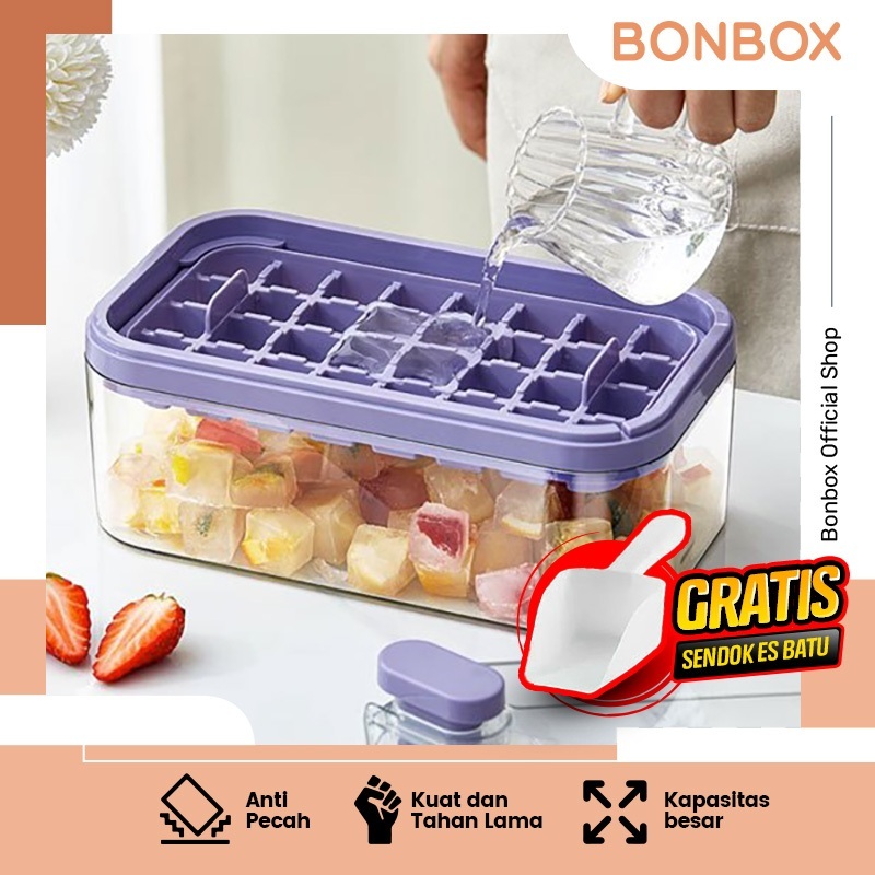 Jual BONBOX Cetakan Es Batu dengan Wadah Box Ice Cube Maker Penyimpanan ...