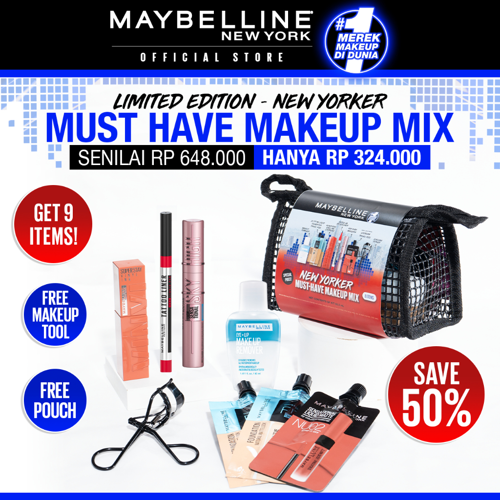 Jual MAYBELLINE OFFICIAL Paket Makeup SET HEMAT - NEW YORKER MUST HAVE ...