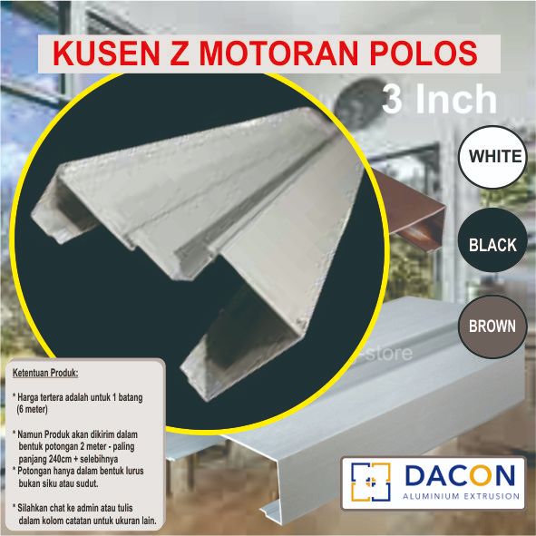 Jual Kusen Z + Penutup Ceklokan Kusen Untuk Kaca Mati ukuran 3 Inch ...