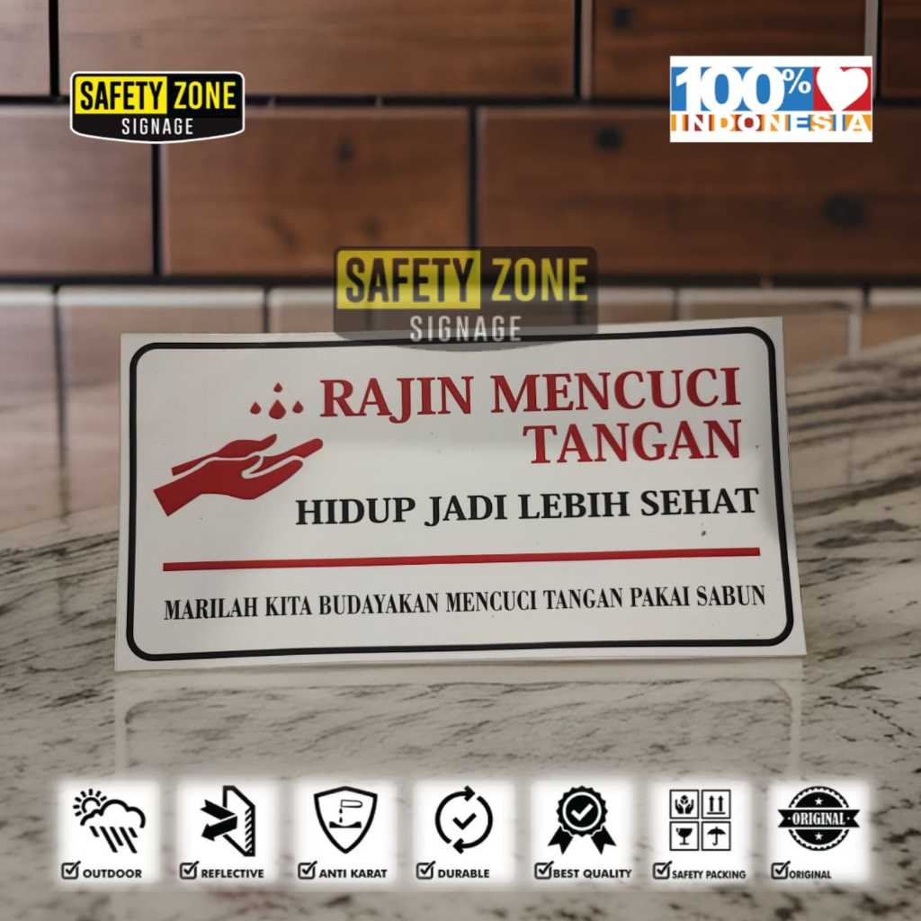 Jual Sign Sticker Rajin Mencuci tangan ukuran 7cm x 14cm | Shopee Indonesia
