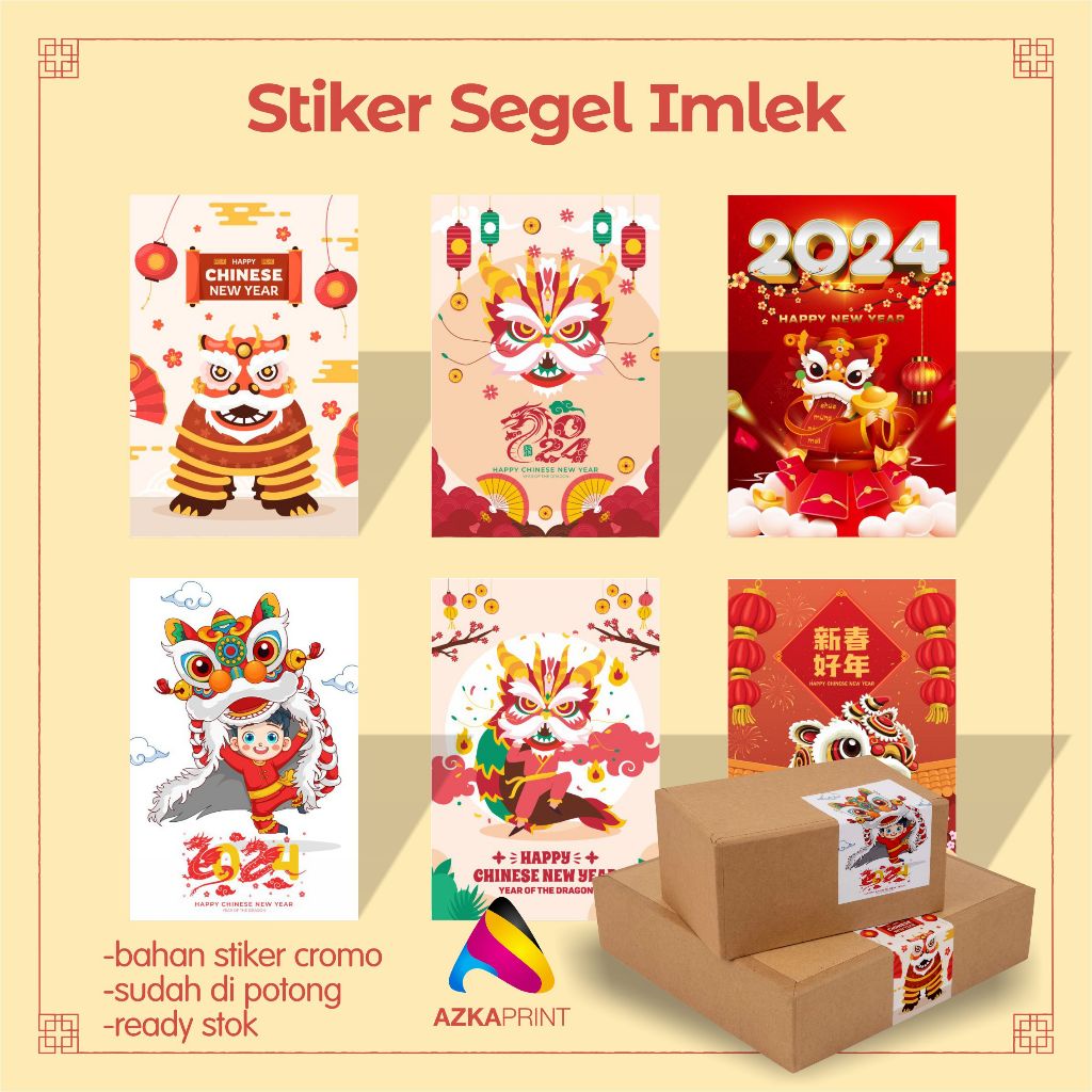 Jual [CROMO A3] Stiker segel Imlek seri Barongsai - Sticker chinese new ...