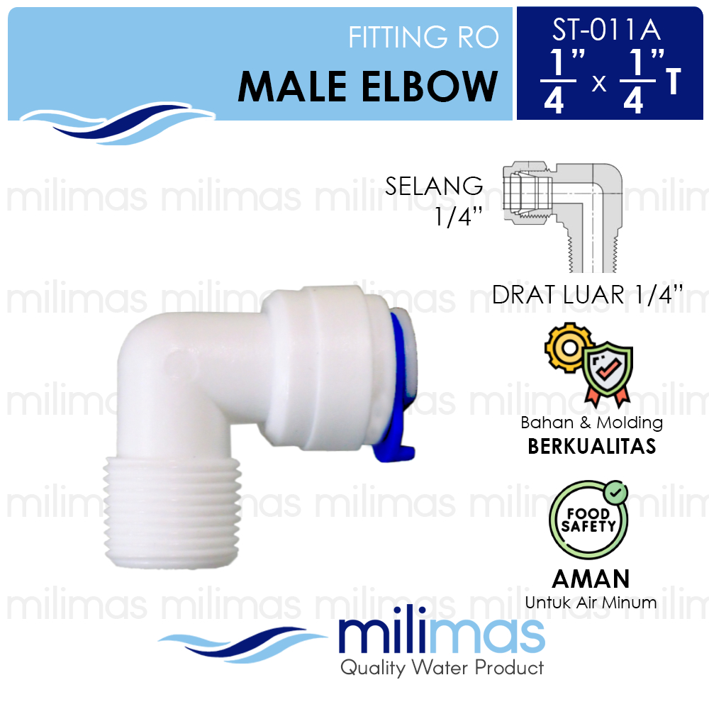 Jual ST MALE ELBOW RO 1/4" x 1/4" T - 011A - Fitting RO VALVE ELBOW | Shopee Indonesia