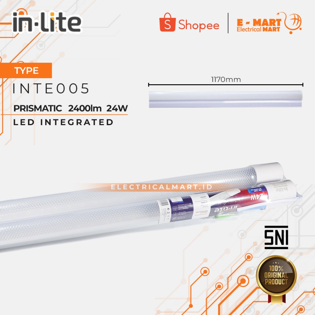 Jual INLITE INTE005 24W Lampu TL LED PRISMATIC Putih LED Tube Integrated 24watt | Shopee Indonesia