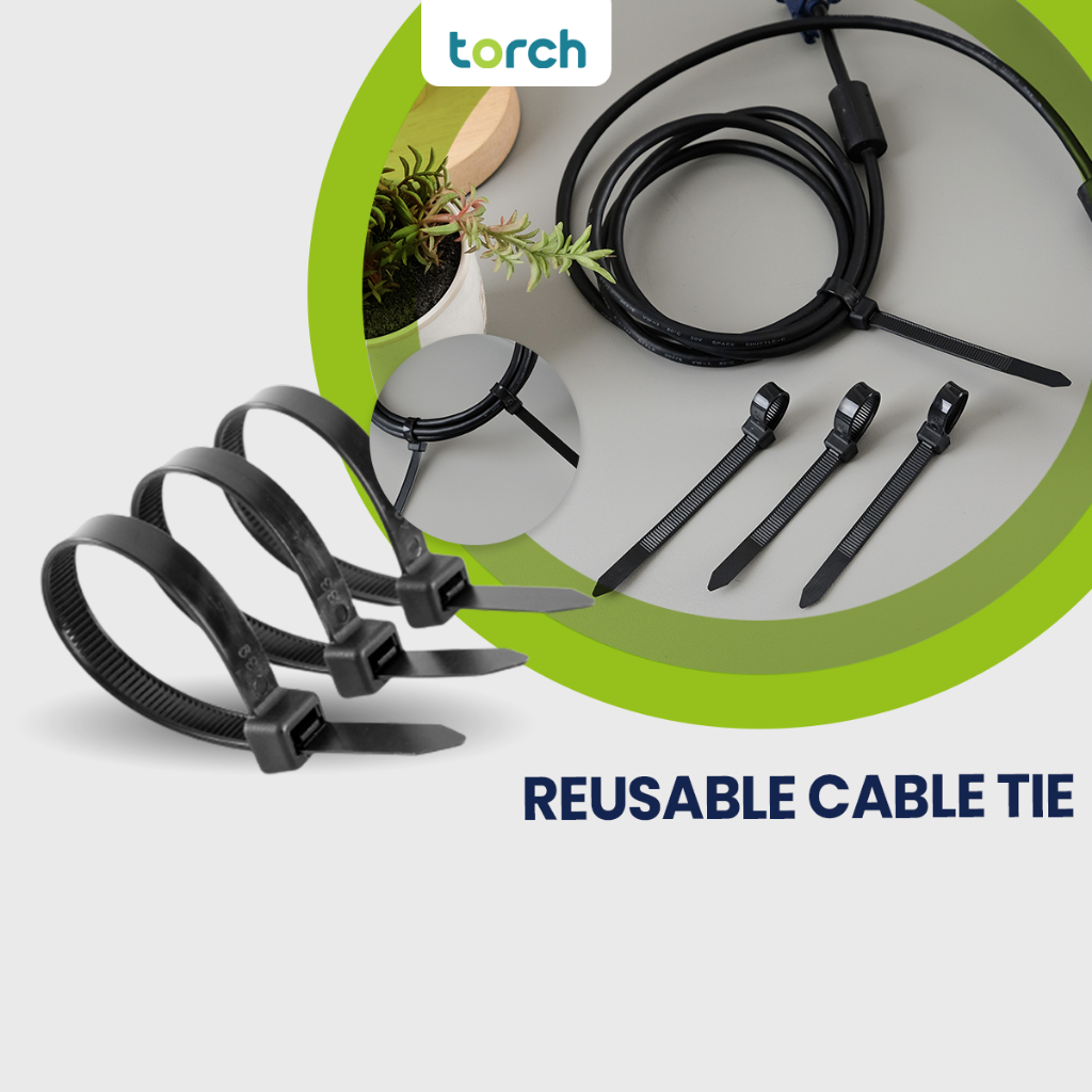 Jual TORCH (ISI 50 PCS) Perapi Pengikat Kabel Cable Tie Reusable ...