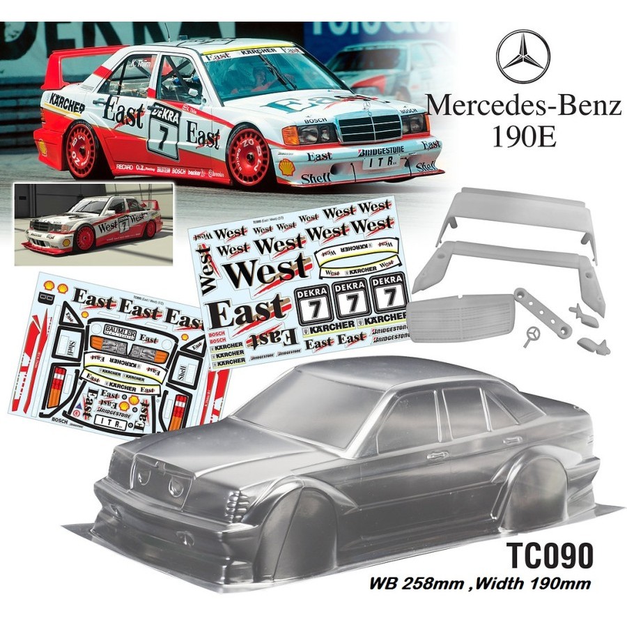 Jual Team C Mercedes Benz 190E 1/10 Clear Body Shell Rc Drift Rally ...