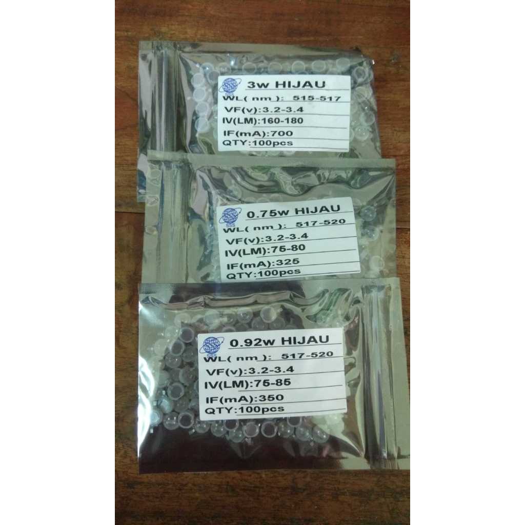 Jual 100Pcs HPL High Power LED 0.7 Watt Hijau - Tanpa Pendingin - 0.7W ...