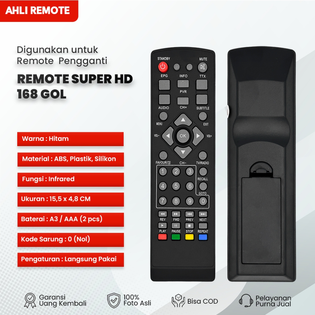 Jual Remote STB Super HD 168 GOL DVB T2 (Gardiner Optus Lgsat) / Remot STB Super HD | Shopee ...