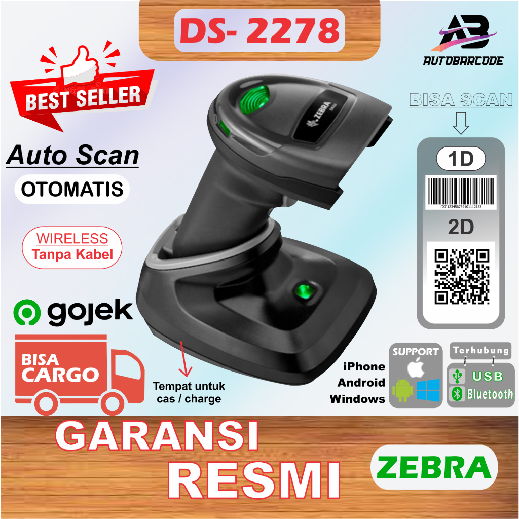 Jual Zebra DS-2278 Scanner Bluetooth 2D Wireless Imager Barcode Qris Cordless Scan Qrcode DS2278 ...