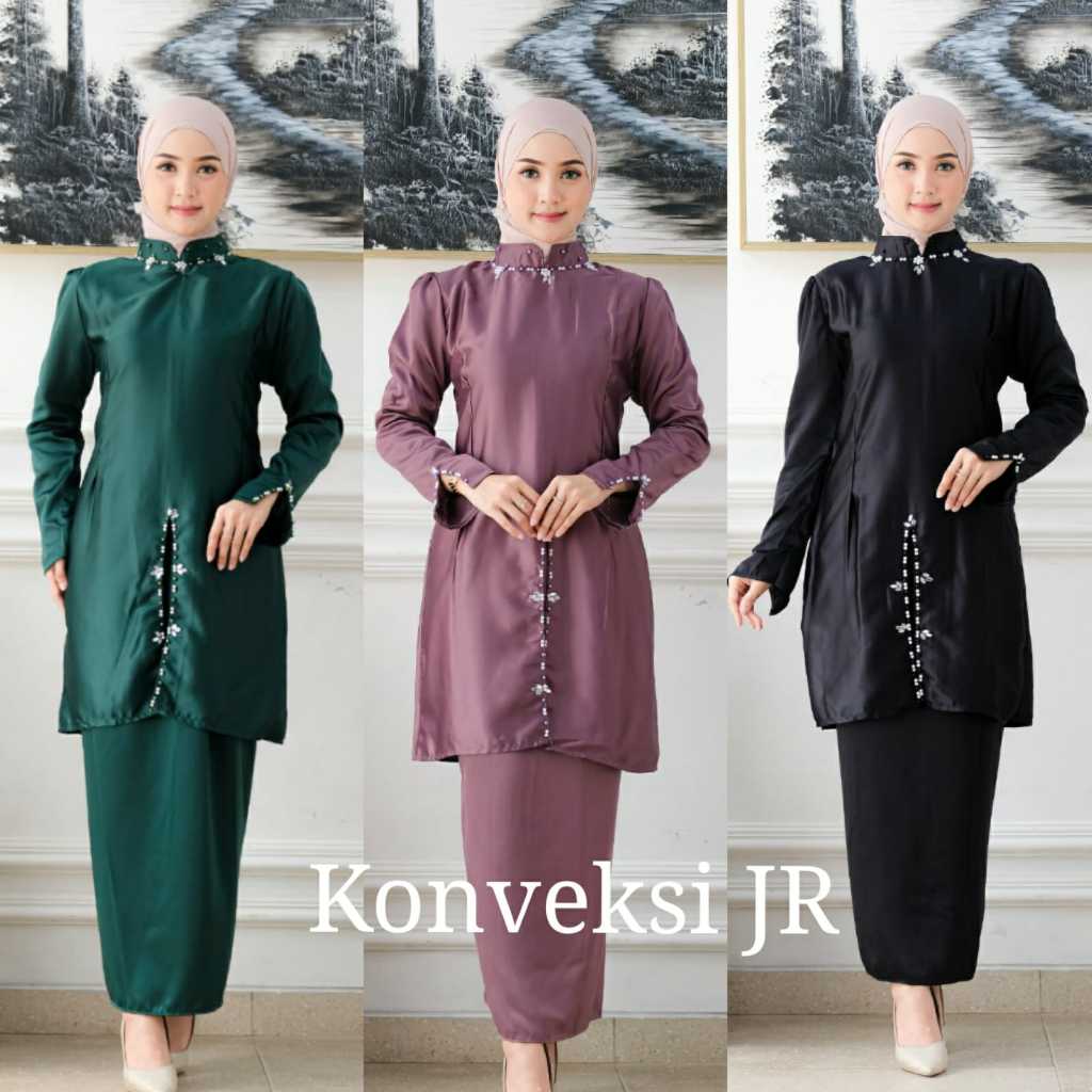 Jual Nurhalizah Set Baju Kurung Melayu Satin Velvet - Setelan Kebaya Modern - Oneset Kurung ...