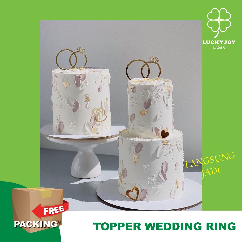Jual Topper Ring Toper Cincin Akrilik Acrylic Mirror Gold Hiasan Kue ...