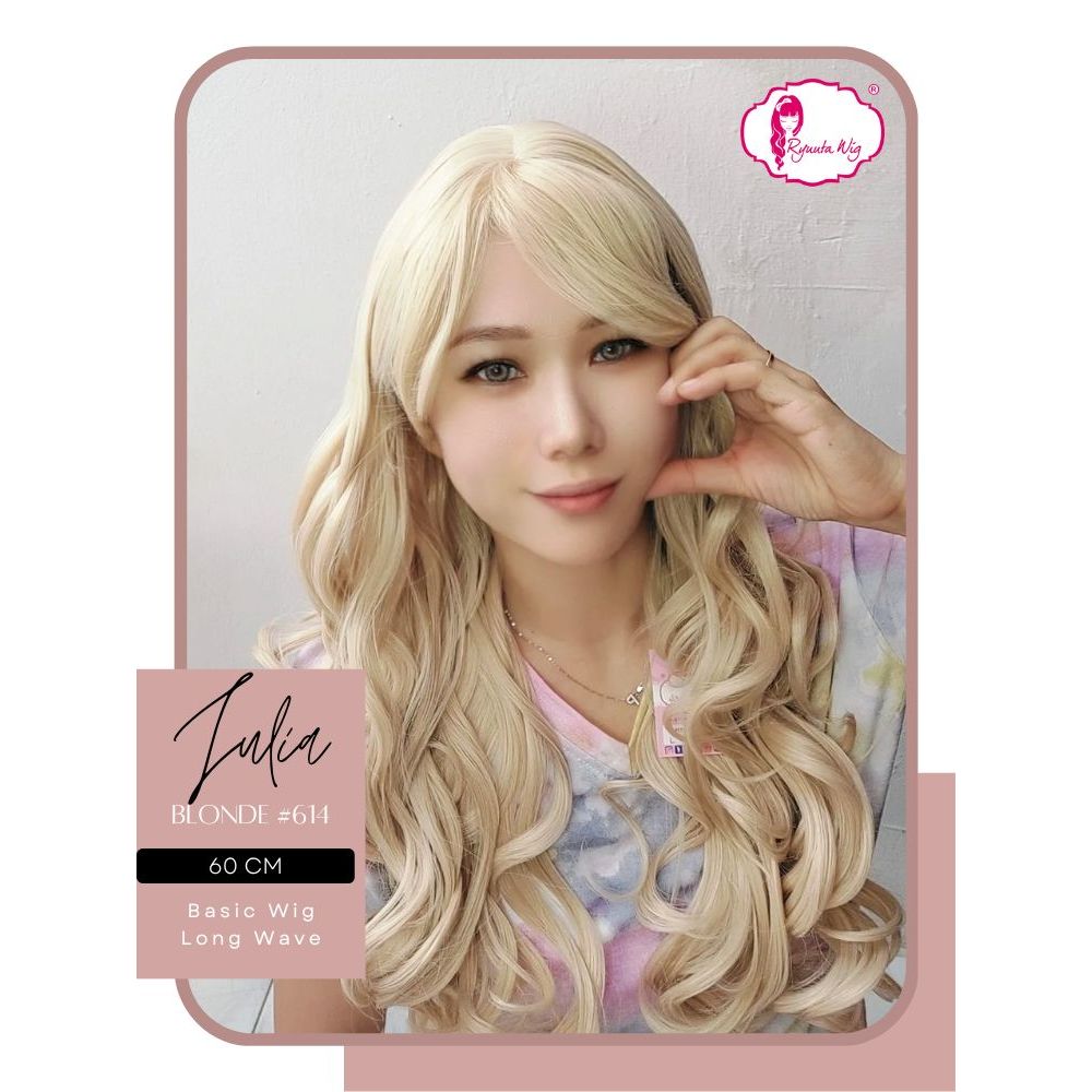 Jual Ryuuta Wig Basic Cap Gelombang Panjang Julia Blonde Pirang 24 inch 60 cm Cosplay | Shopee ...