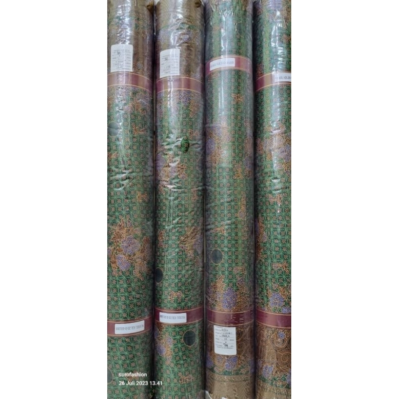 Jual Kain batik muslimat semi sutra harga 100 meter warna hijau tua ...
