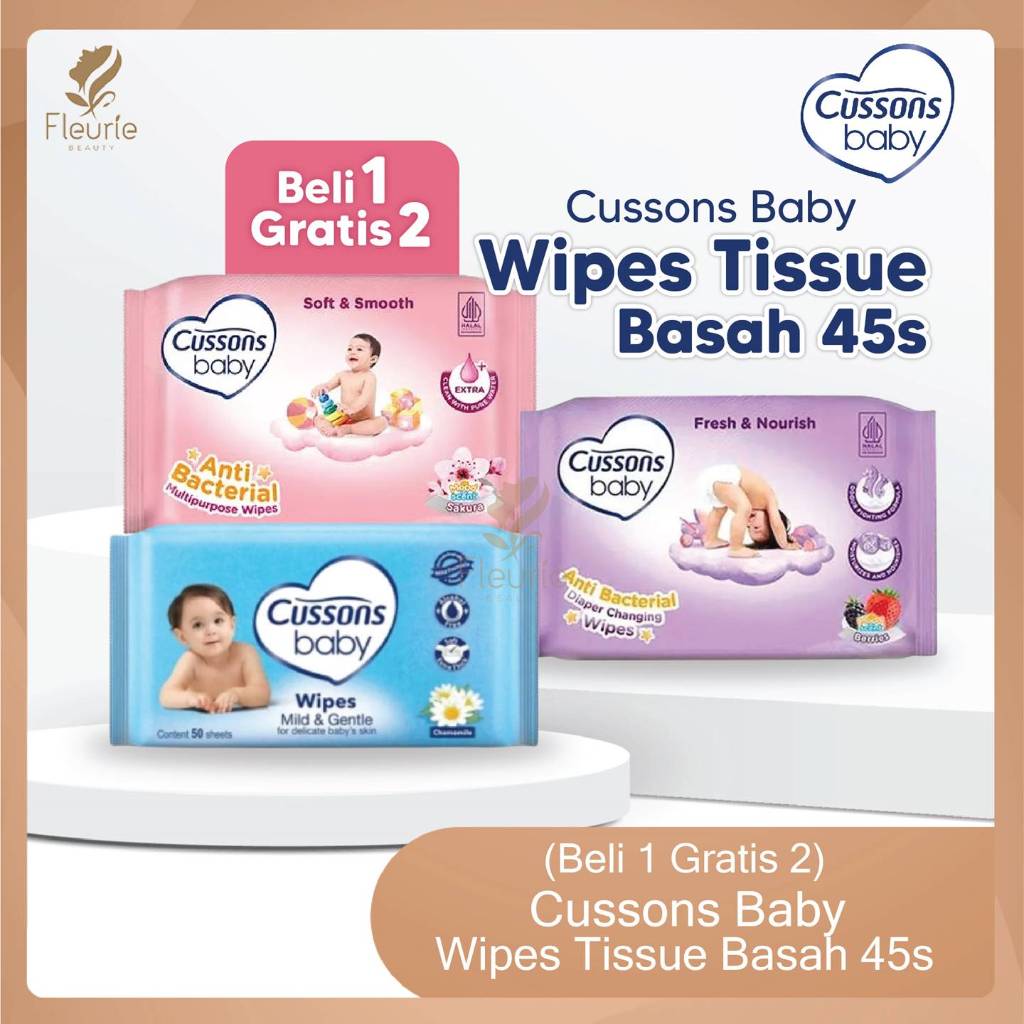 Jual (Beli 1 Gratis 2) Cussons Baby Wipes Tissue Basah 45s - Tisu Basah ...