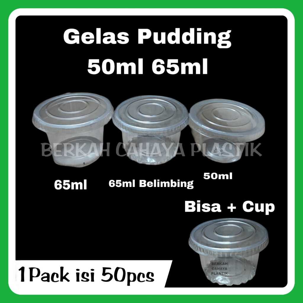 Jual Cup Jelly Pudding Agar isi 50pcs / Gelas Puding belimbing / Gelas Plastik ice cream 50ml ...
