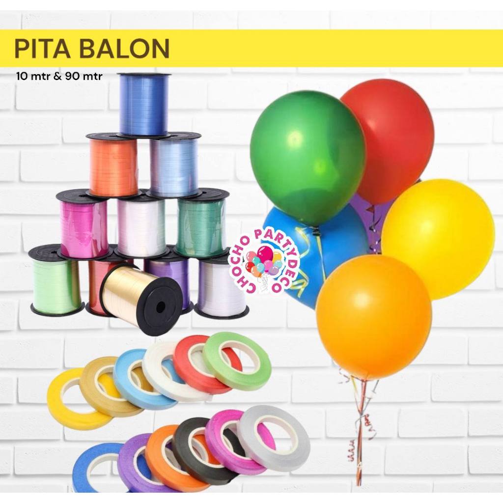 Jual Pita Balon 5 meter 10 meter 90 meter tali balon murah pita balon ...