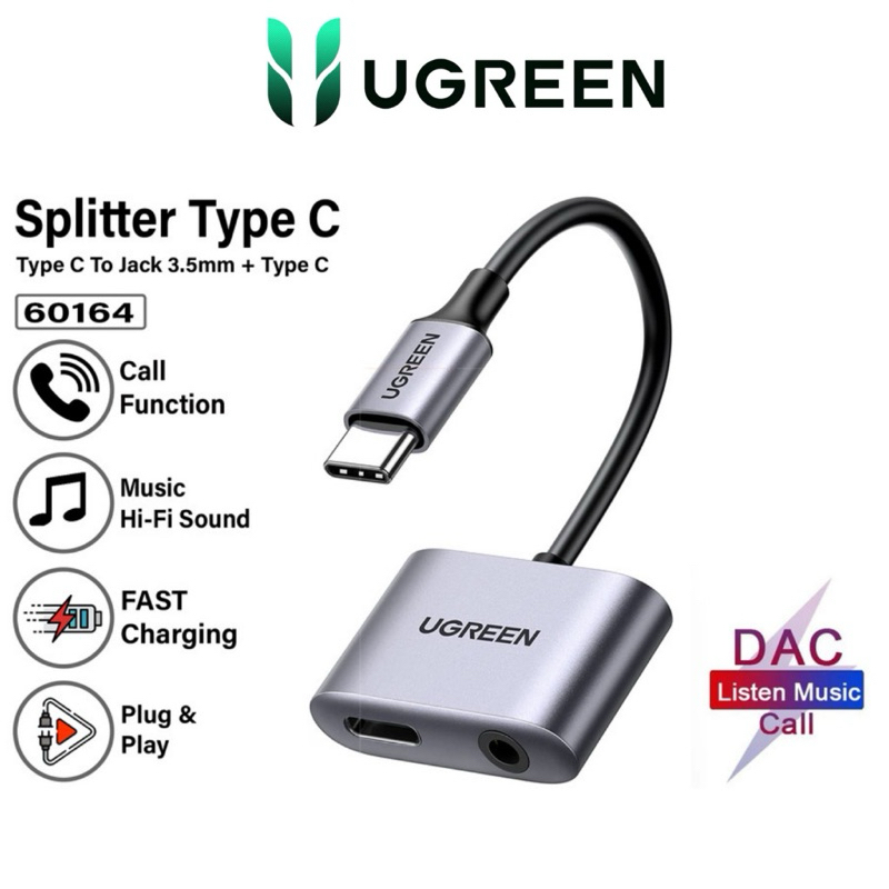 Jual UGREEN Converter Splitter Type C To Jack 3.5mm DAC Audio Adapter ...