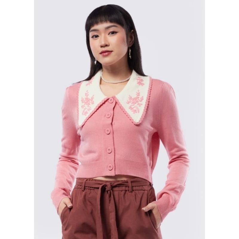 Jual Cardigan with Emroidered collar pink Colorbox (ORI) | Shopee Indonesia