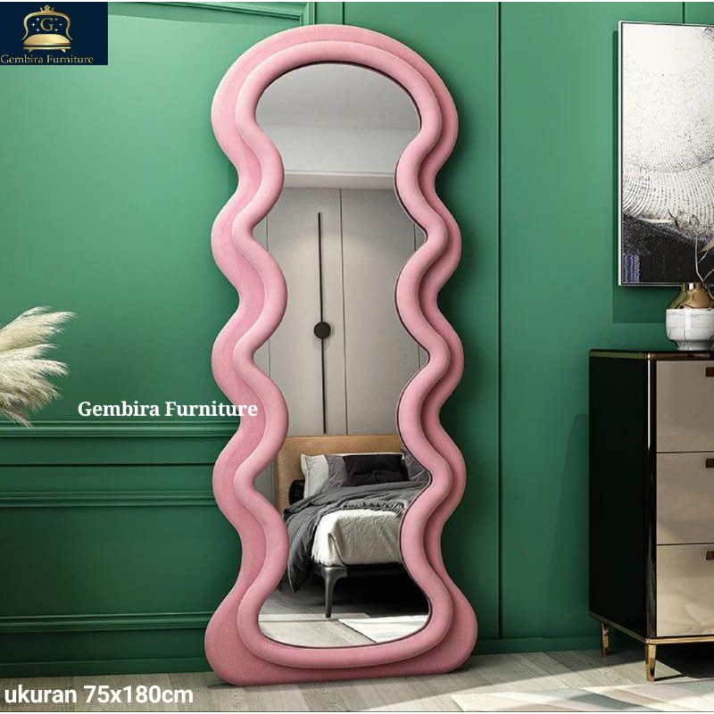 Jual cermin wave mirror miror standing kaca wall decor pajangan ...