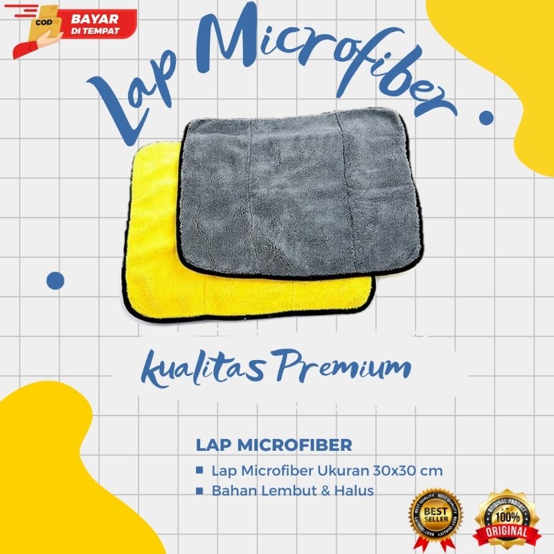 Jual Lap Microfiber Premium , Bahan lembut ,Cocok untuk Lap Body kendaraan Ukuran 30x30 Cm ...