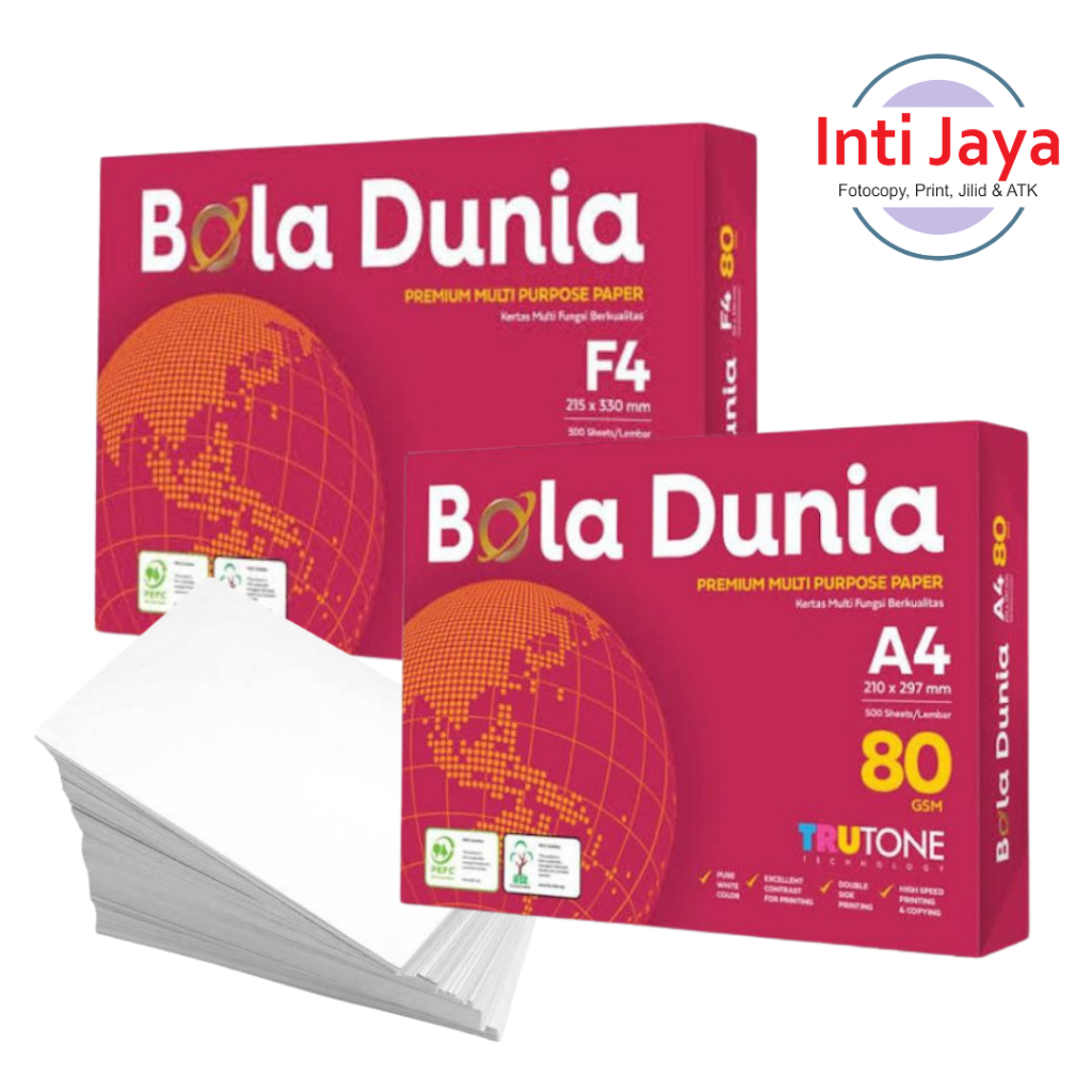 Jual Kertas HVS 80 gsm Bola Dunia A4 F4 1 Rim/ Box | Shopee Indonesia