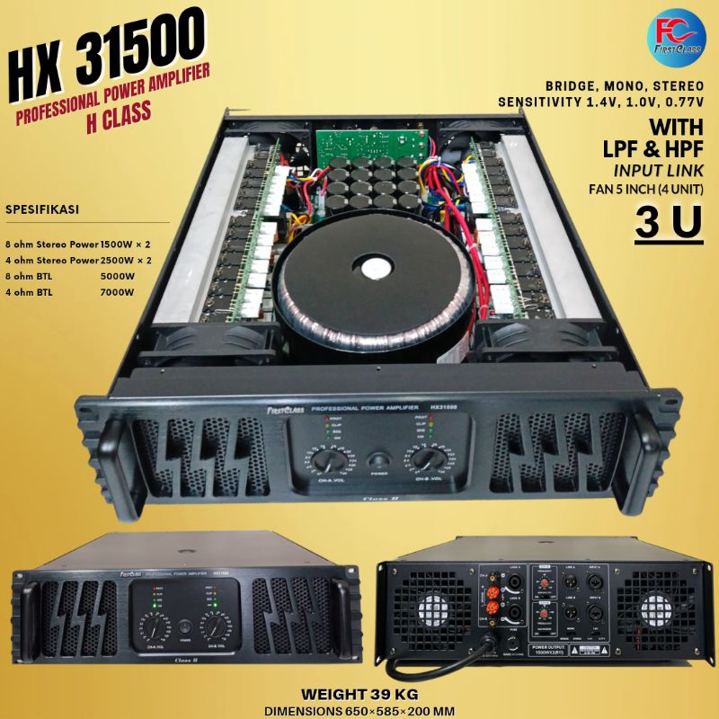 Jual Power Amplifier 3U H Class With Crossover Firstclass Hx 31500 ...
