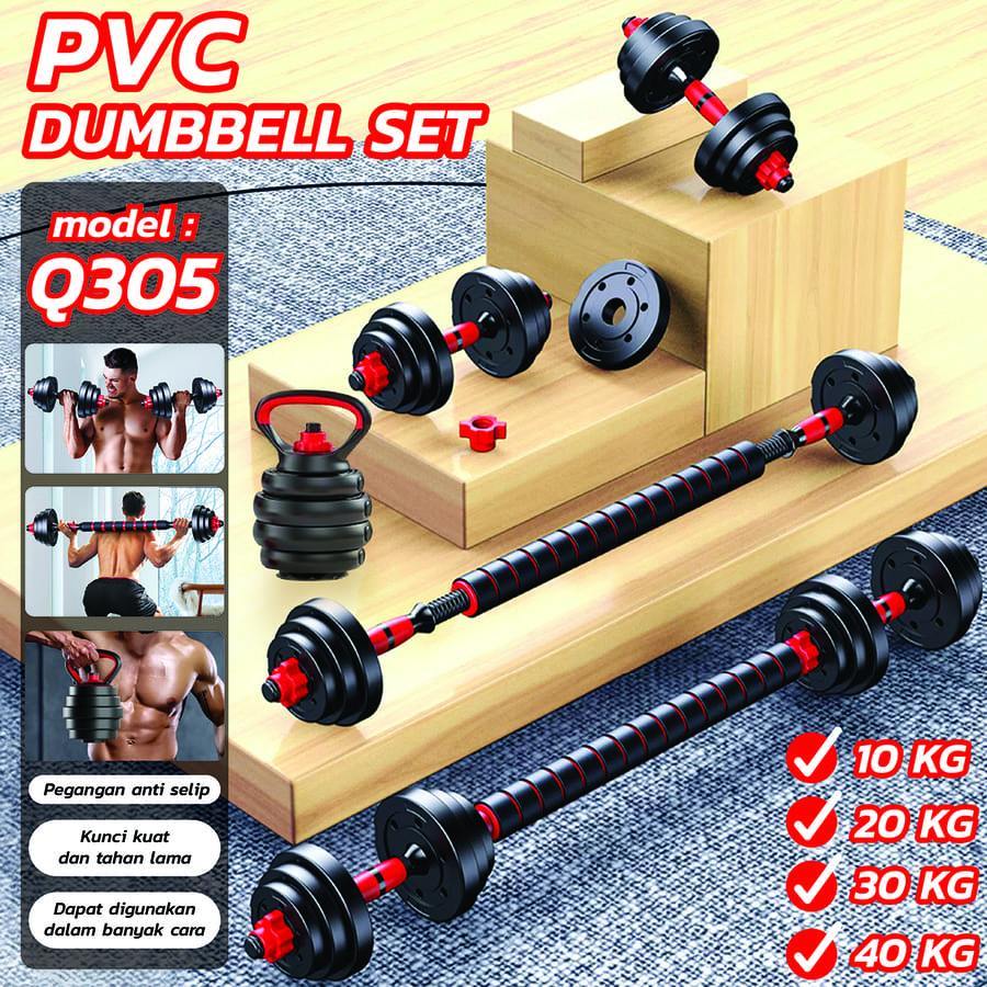 Jual HTD SPORT Dumbbell Set 10KG 20KG 30KG 40KG PVC Alat Olahraga Beban Angkat Besi Fitness ...