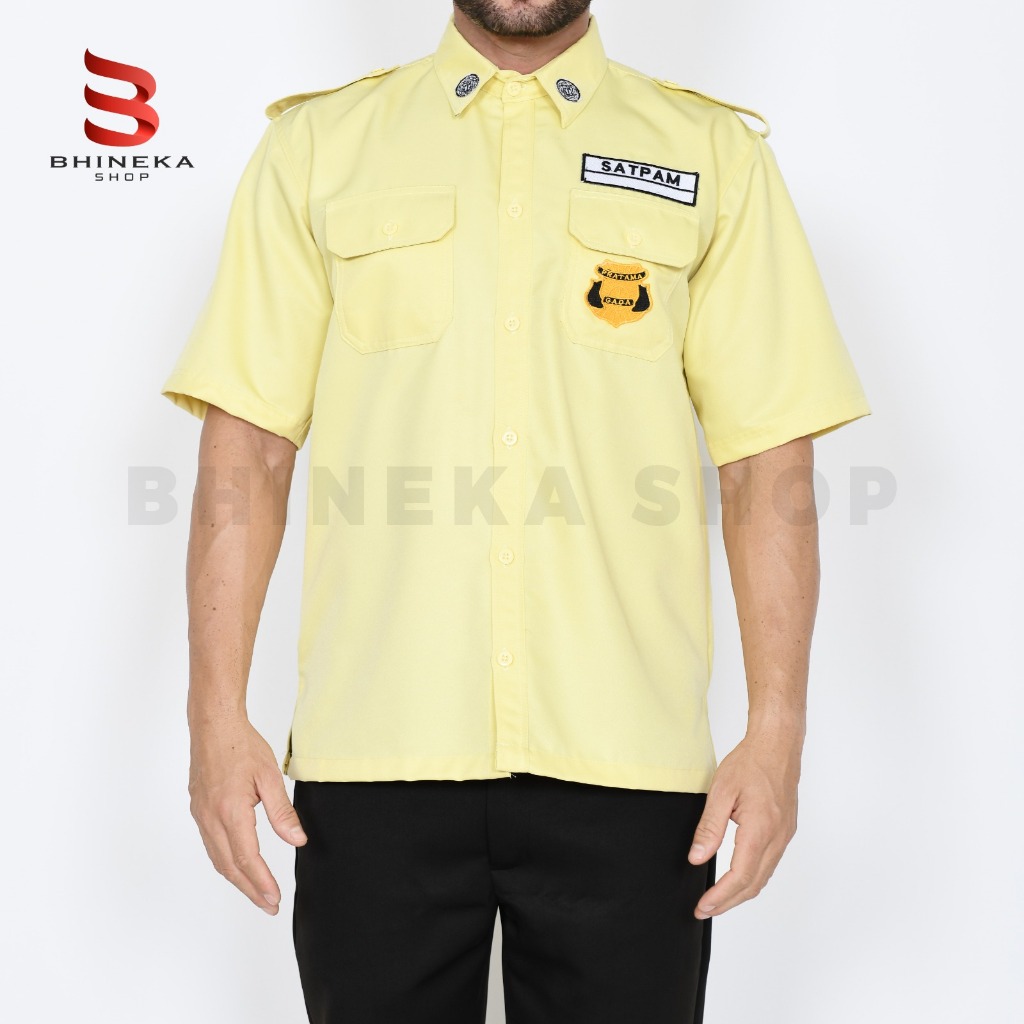 Jual Seragam Security Satpam Terbaru Lengan Pendek Warna Krem | Shopee Indonesia