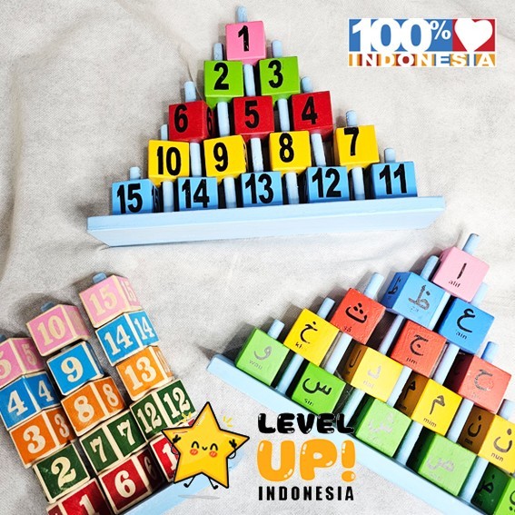 Jual Piramida Balok Angka Huruf Arab - Mainan Edukasi Anak Montessori ...