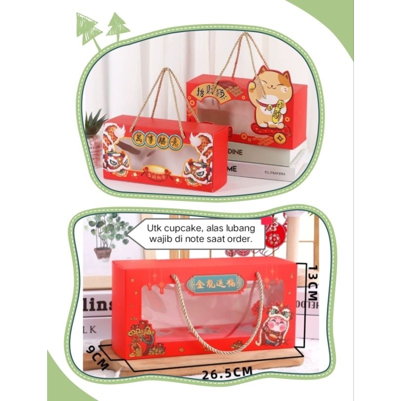 Jual CNY Box Imlek 3 jar 600ml Box Imlek Cup cakes Box Imlek cookies ...