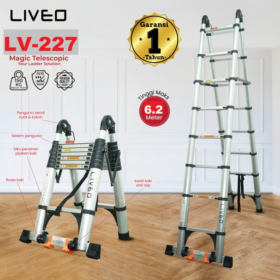 Jual Tangga Teleskopik Double 6 Meter LV227 Merk liveo Tangga ...