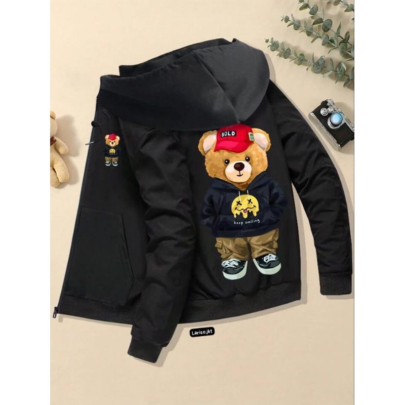 Jual S - XXXXXL(6XL) ZIP Hoodie Varsity MEN BEAR PRINT Jaket Resleting ...