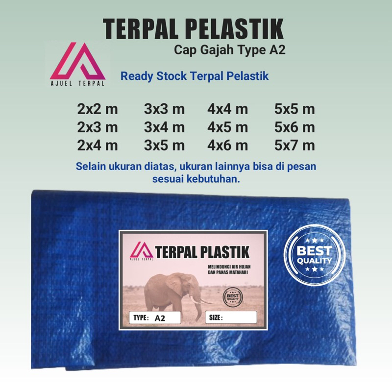 Jual TERPAL PLASTIK CAP GAJAH TYPE A2 UKURAN 2x2 METER | Shopee Indonesia