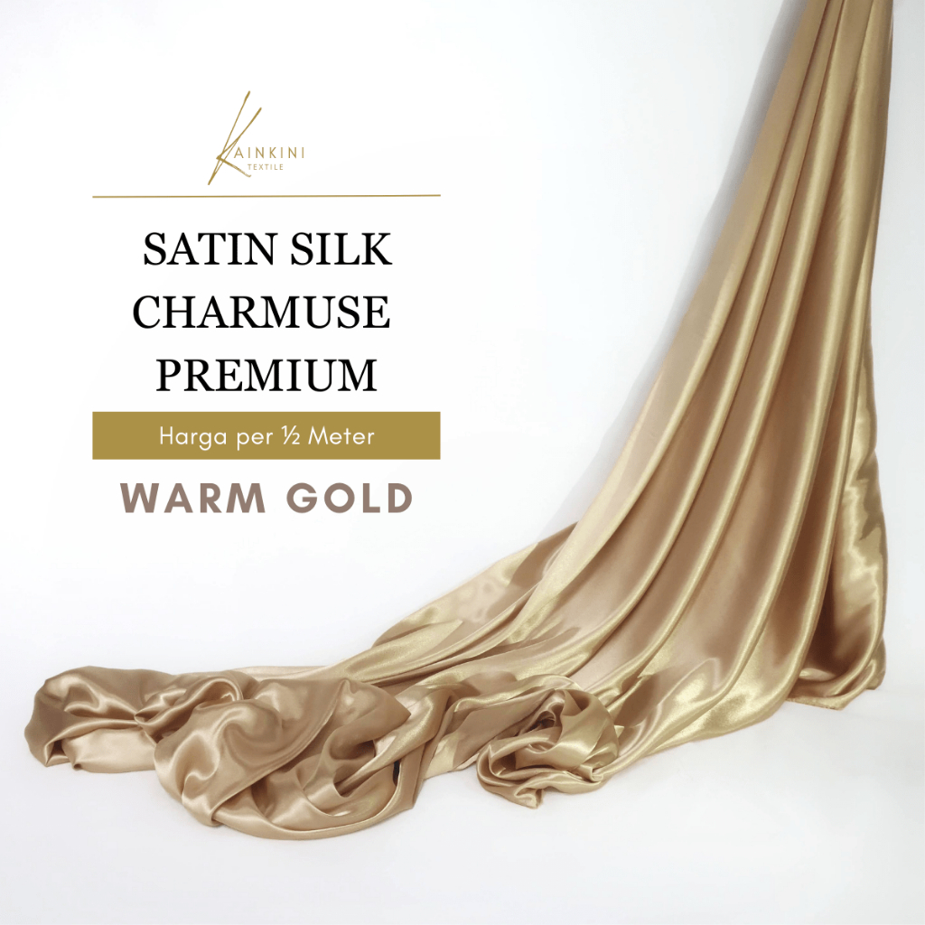 Jual (½ meter) Kain Satin Silk Charmuse Premium Kilap Glossy Kainkini ...