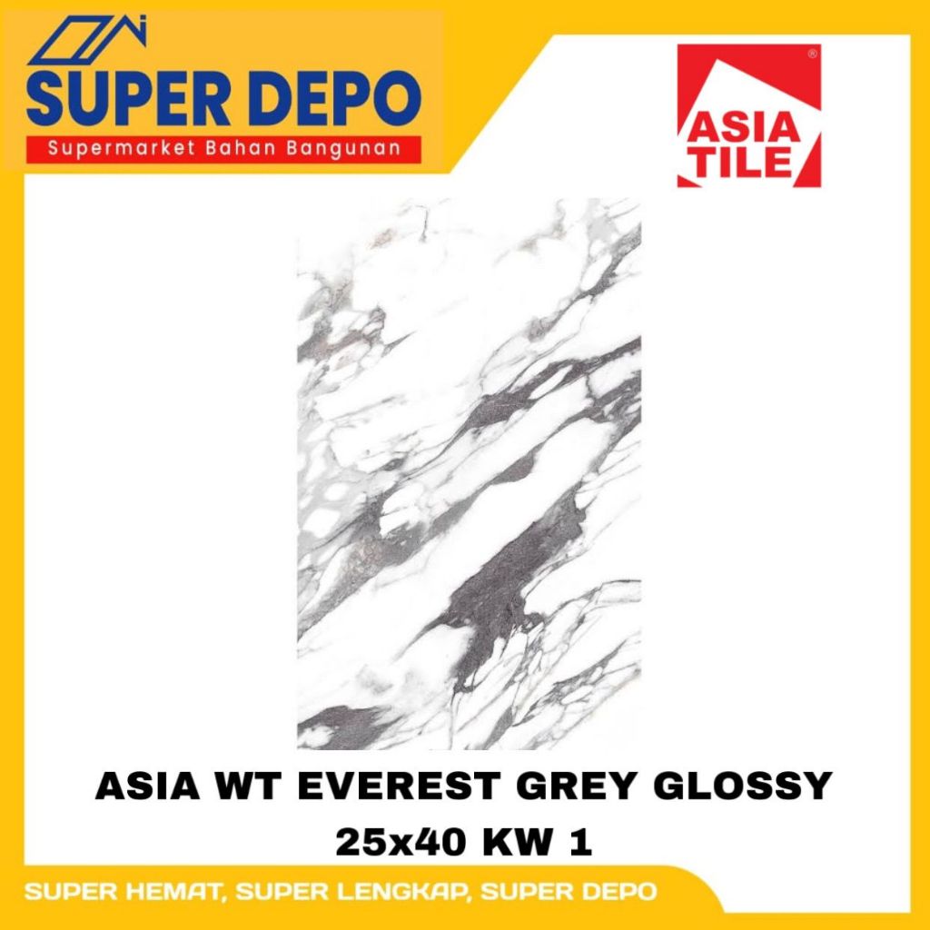 Jual KERAMIK DINDING ASIA TILE 25X40 CM - EVEREST GREY GLOSSY | Shopee ...