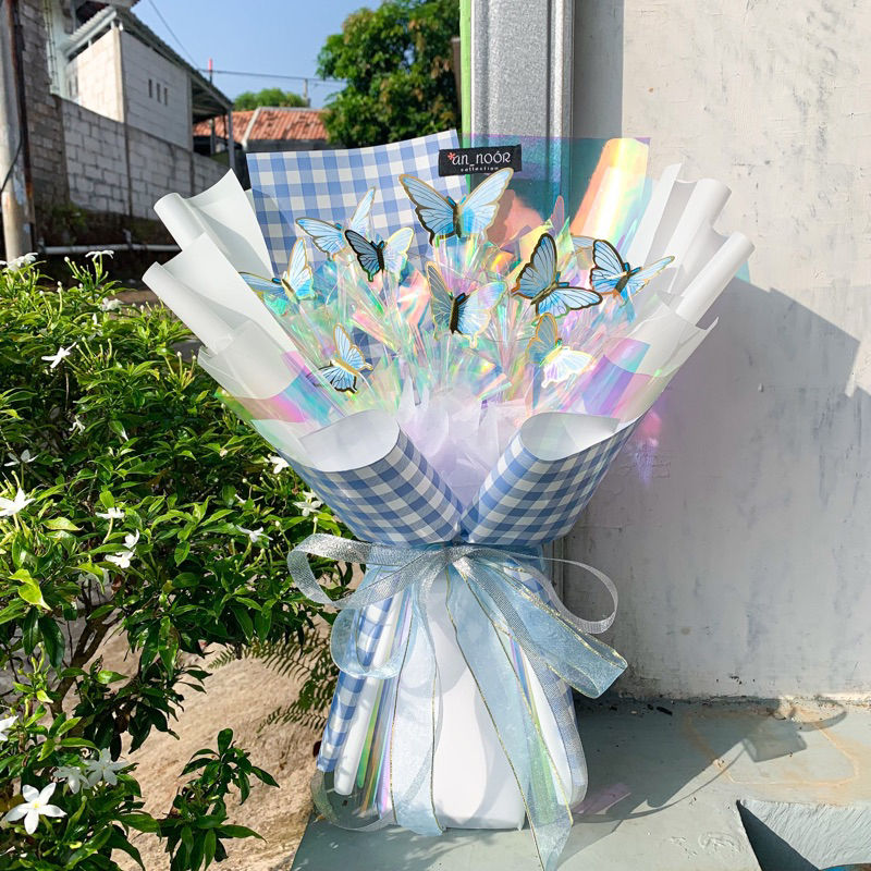 Jual Bouquet Butterfly Led Hologram l buket kupu-kupu lampu led hadiah ...