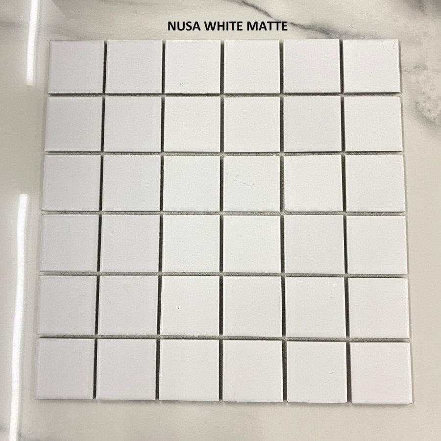 Jual KERAMIK MOSAIC TILE KOTAK PUTIH MOZAIK LANTAI DINDING WC DAPUR ...