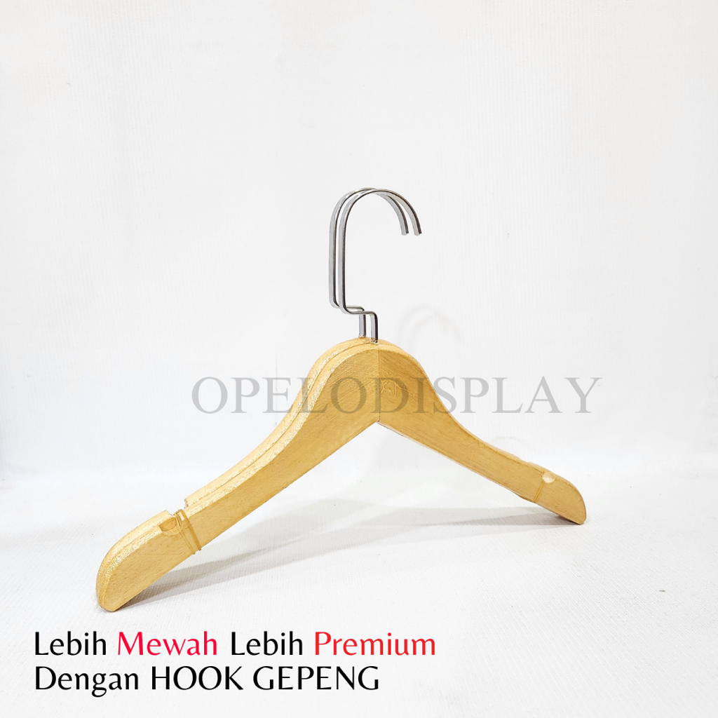 Jual HANGER KAYU ANAK NATURAL HOOK SILVER ( LK ) | Shopee Indonesia