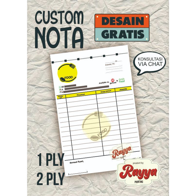 Jual NOTA KWITANSI CUSTOM BEBAS EDIT DESAIN 1 PLY 2 PLY TANPA MINIM ...