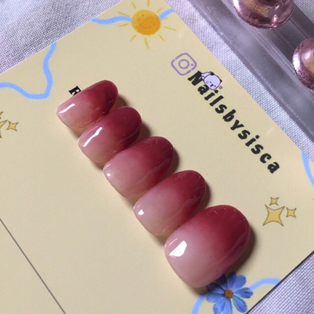 Jual Fake nail custom ombre | nail art gradasi marun I press on nails ...