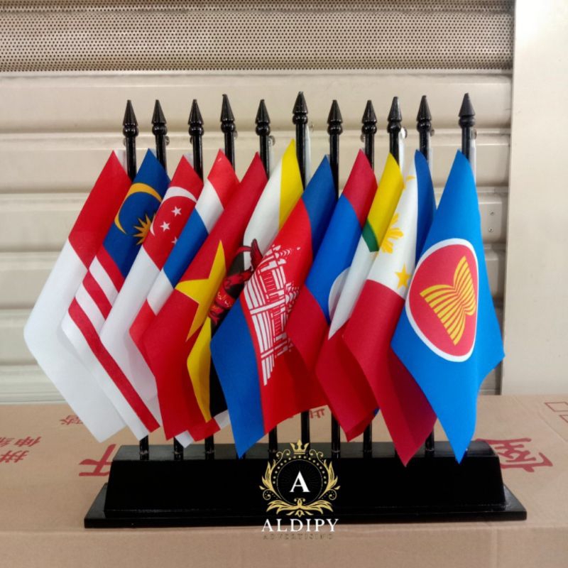 Jual Tiang Kayu Meja Lobang 11 Dan Bendera Meja Negara ASEAN, Semua ...