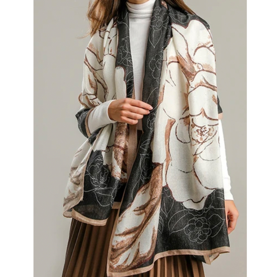 Jual Women's Accessories Camelia Print Viscose Shawl Syal Wanita ...