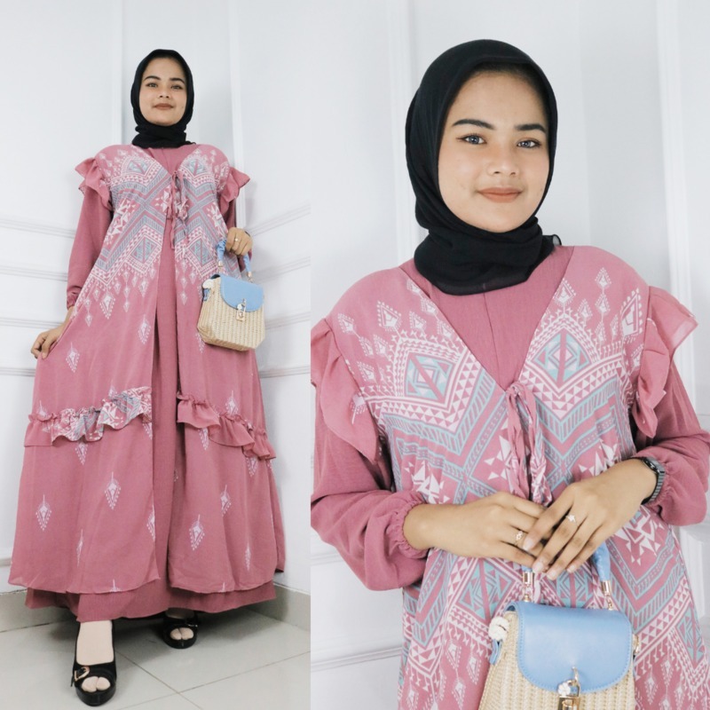 Jual Gamis Terbaru Fhia Set Dress BO Crinkle Airflow Busui M L XL Baju ...