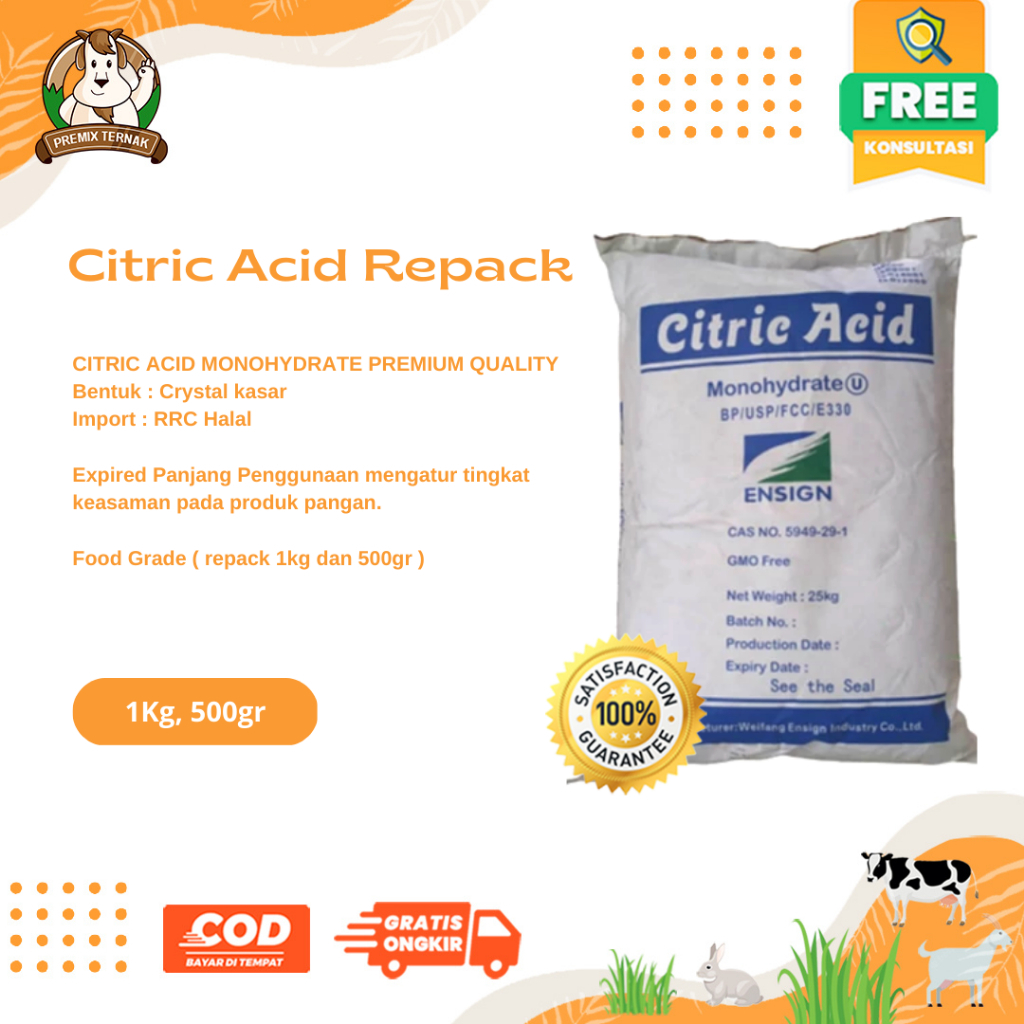 Jual CITRIC ACID 1 KG MONOHYDRATE - Sitrun Food grade - Sitrun Makanan ...
