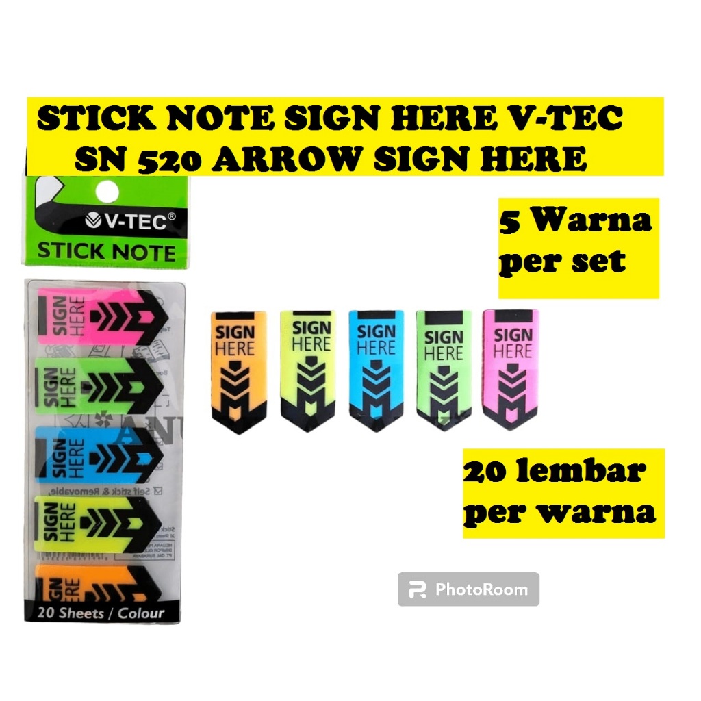 Jual Stick Note Sign Here V-Tec/Penanda Tanda tangan | Shopee Indonesia