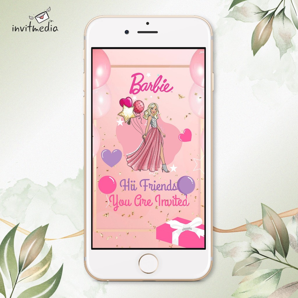 Jual Undangan Ulang Tahun Anak Tema Barbie Video Birthday invitation ...