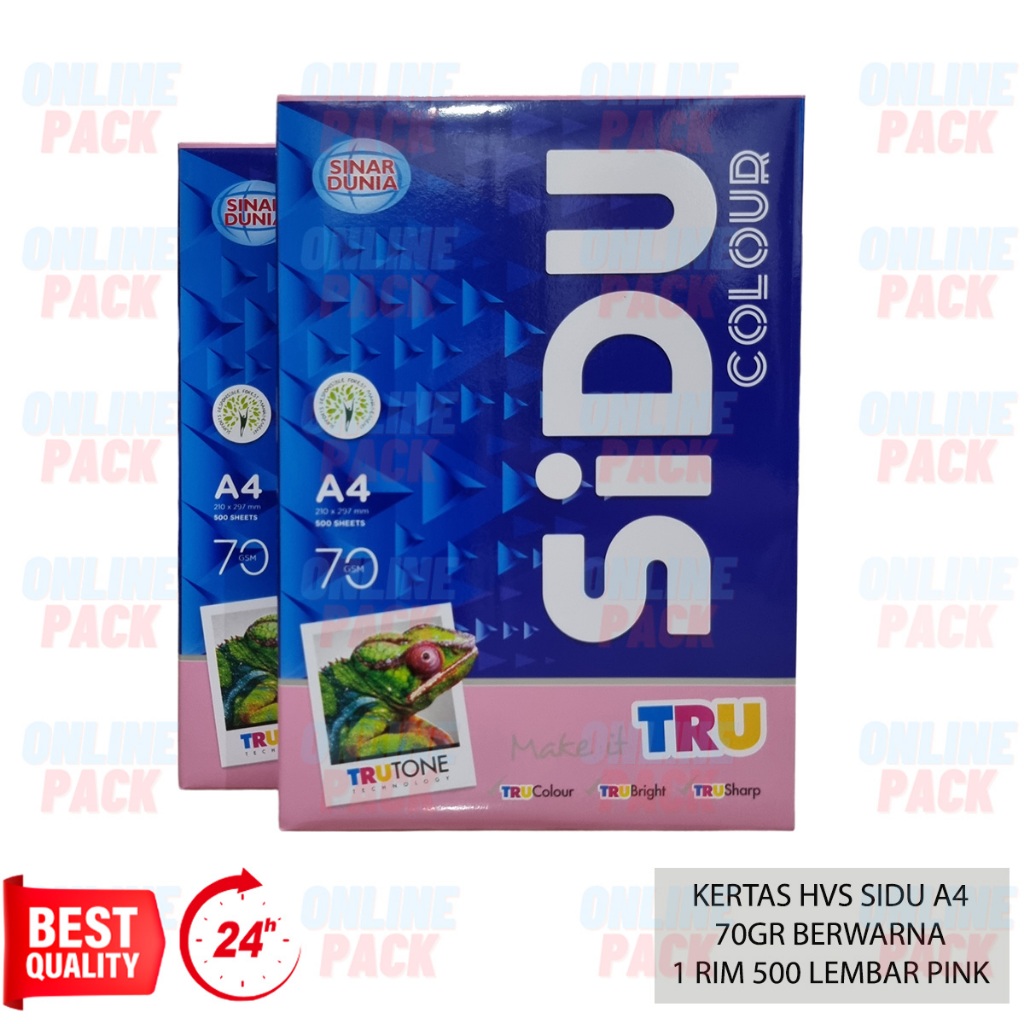 Jual KERTAS HVS SIDU A4 70GR BERWARNA PINK 70 GSM GRAM 1 RIM 500 LEMBAR ...