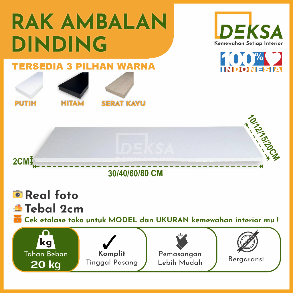 Jual Rak Dinding Ruangan Ambalan Dinding Minimalis Isi 3 Ukuran 30/40 ...