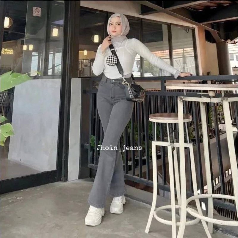 Jual HW Cutbray Jeans Wanita - Celana Cutbray Strecht Kekinian - Cutbray Flared- Streetch ...