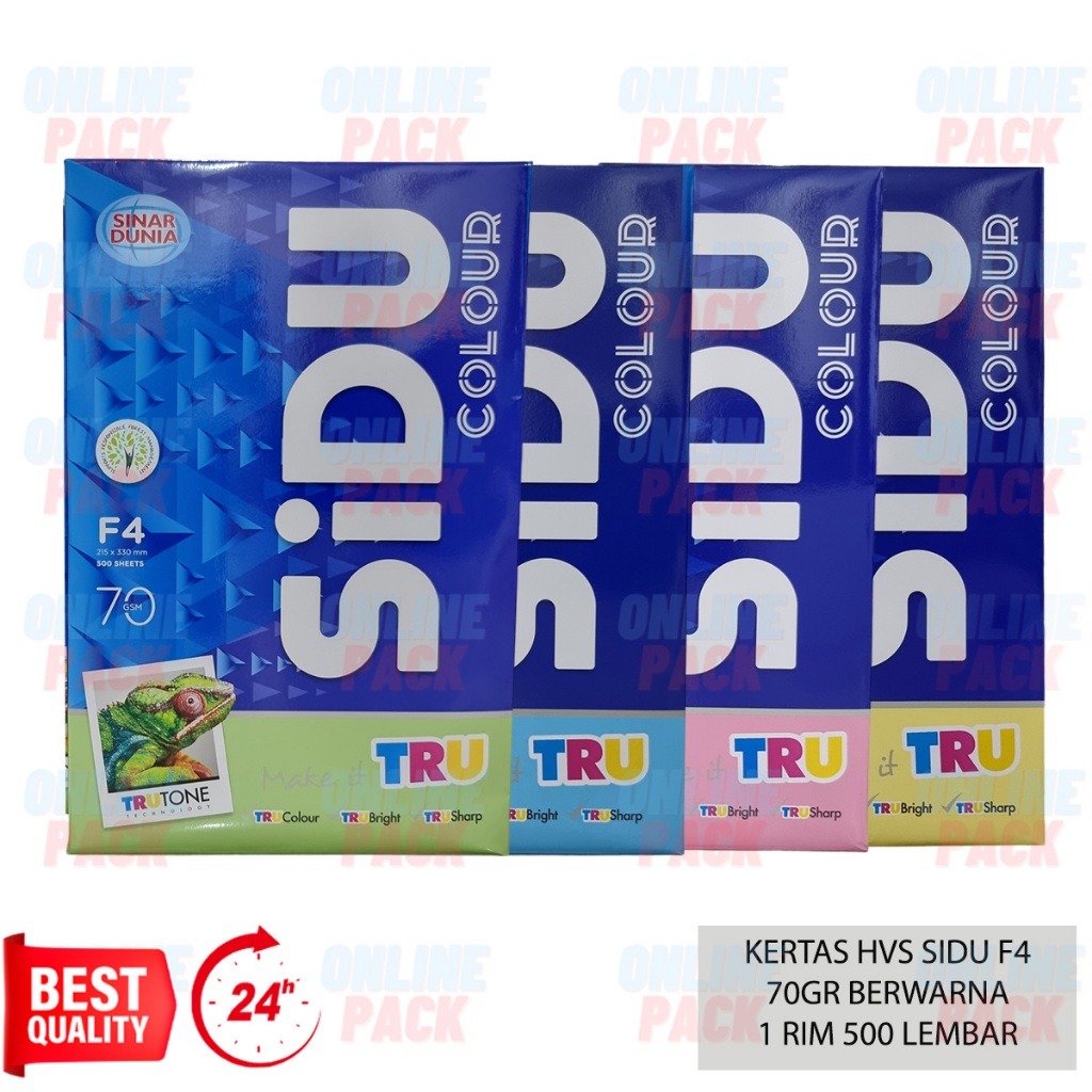 Jual Kertas Hvs Sidu F4 Folio 70gr Berwarna Pink Hijau Kuning Biru