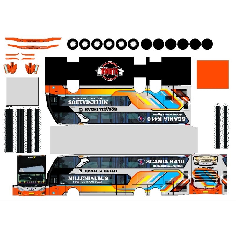 Jual Lembaran Pola Papercraft Bus Rosalia Indah New JB3+ DOUBLE DECKER ...